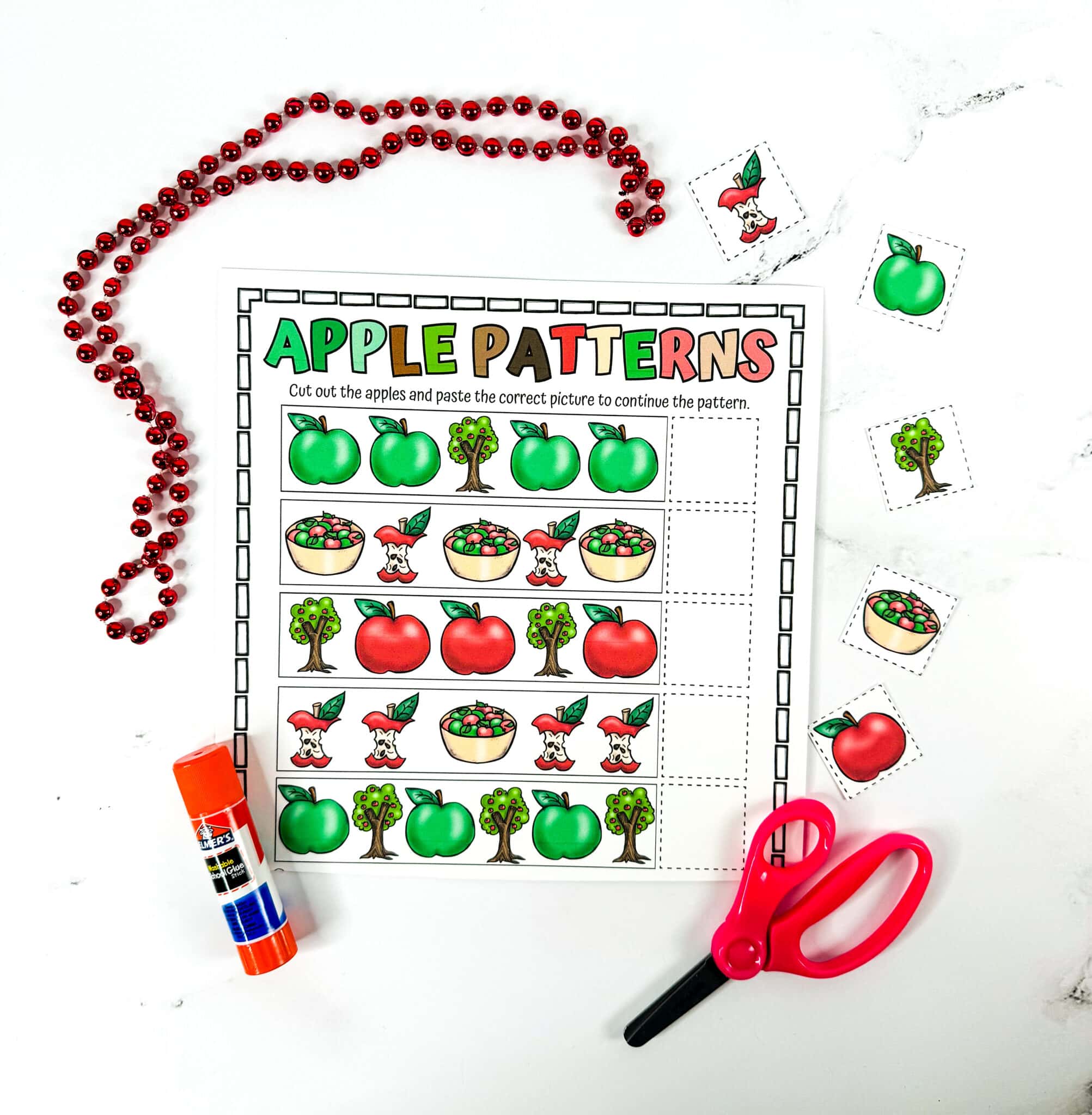 Free Apple Patterns Worksheet
