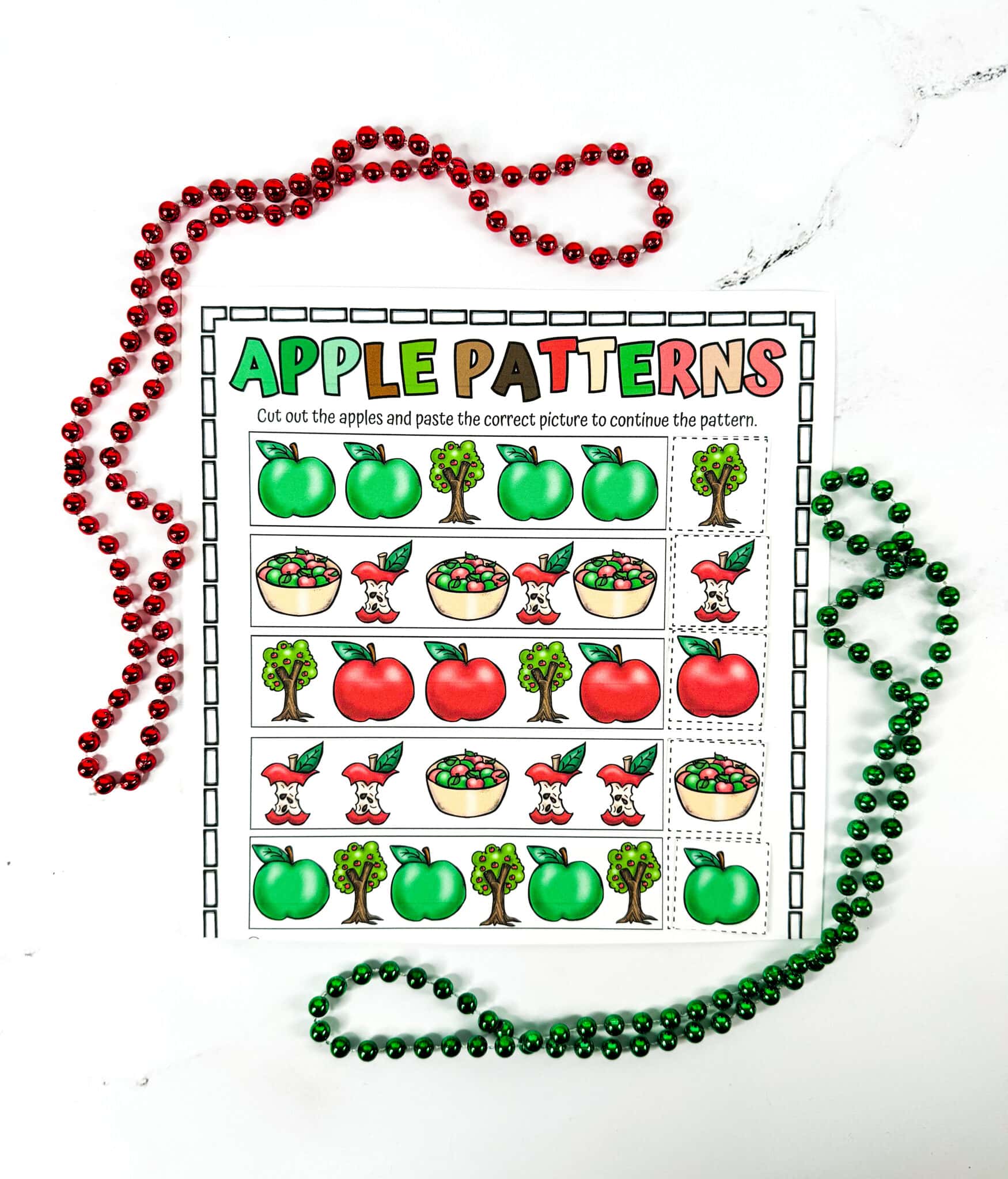 Free Apple Patterns Worksheet