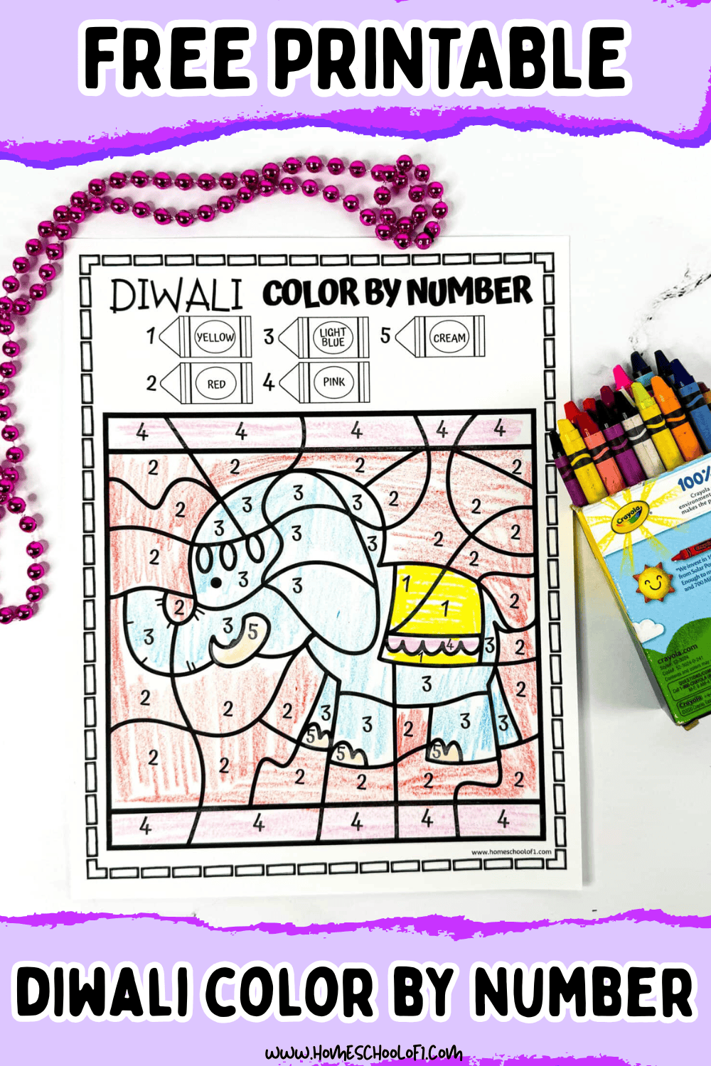 Diwali Color By Number (9 Free Printables)
