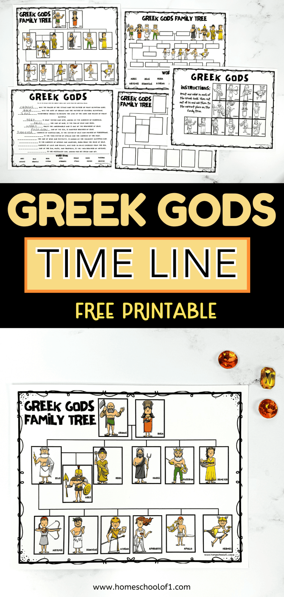 Free Printable Greek Gods Family Tree Worksheet