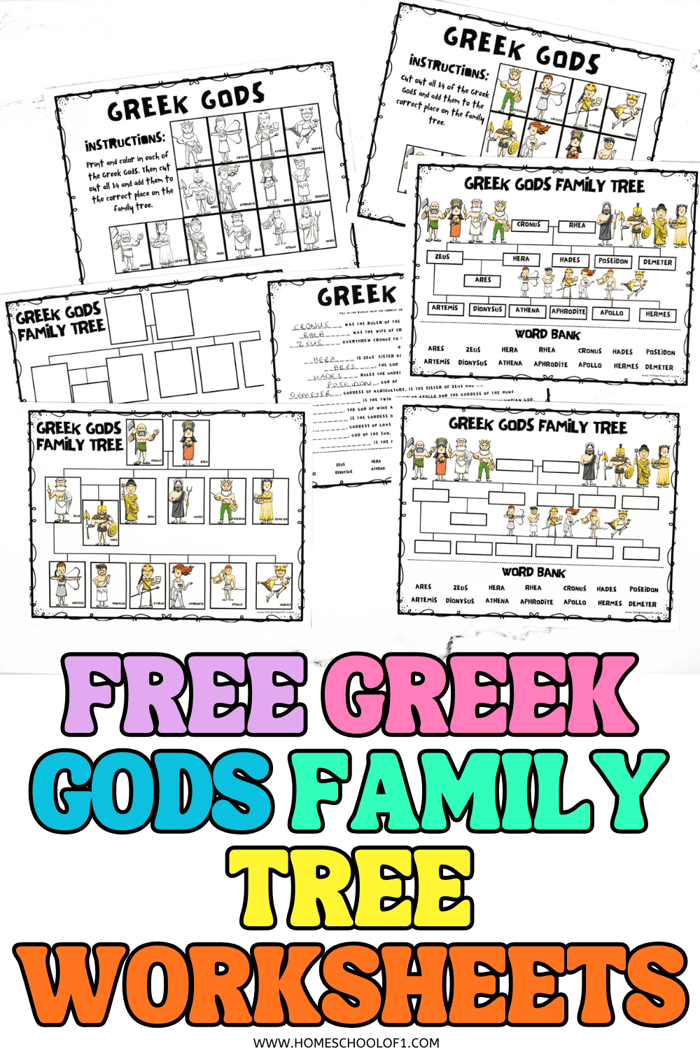 Greek Mythology Family Tree PDF (Free Printable Worksheet)