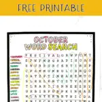 October Word Search (Free Printable)