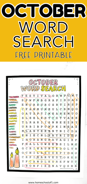 October Word Search (Free Printable)