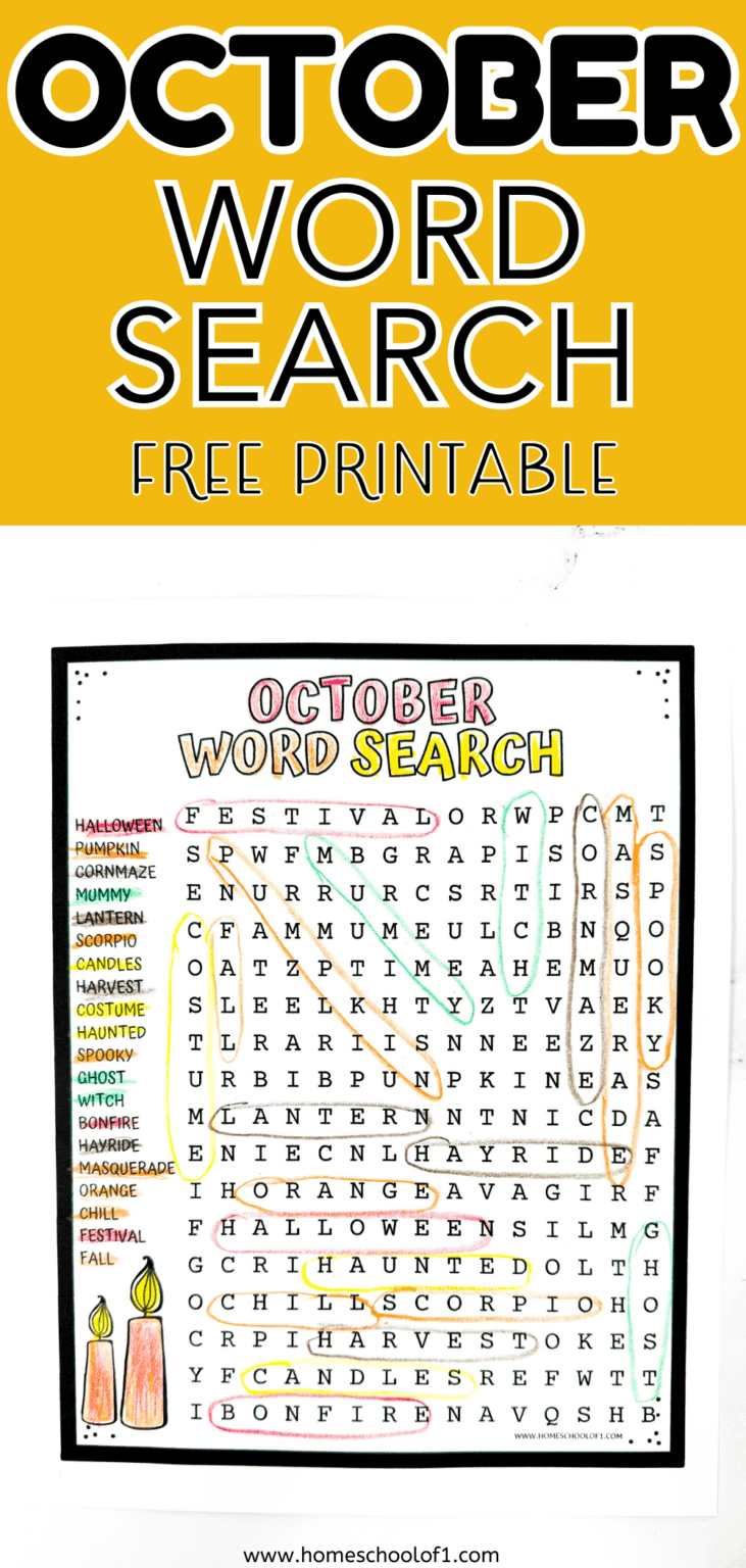 October Word Search (Free Printable)