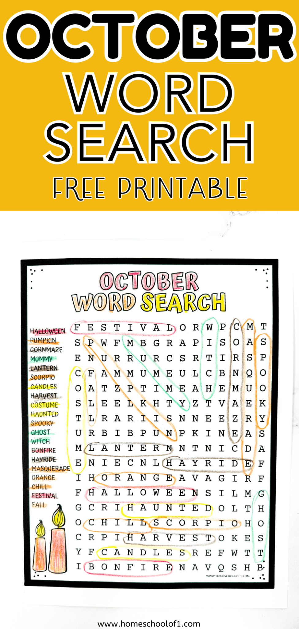 October Word Search (Free Printable)