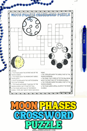 Moon Phases Crossword Puzzle (Free Printable)
