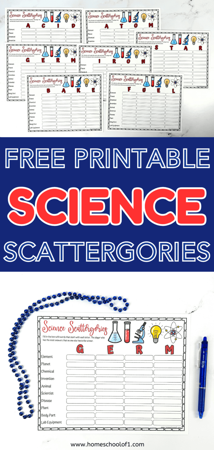 Science Scattergories (7 Free Printable Boards)