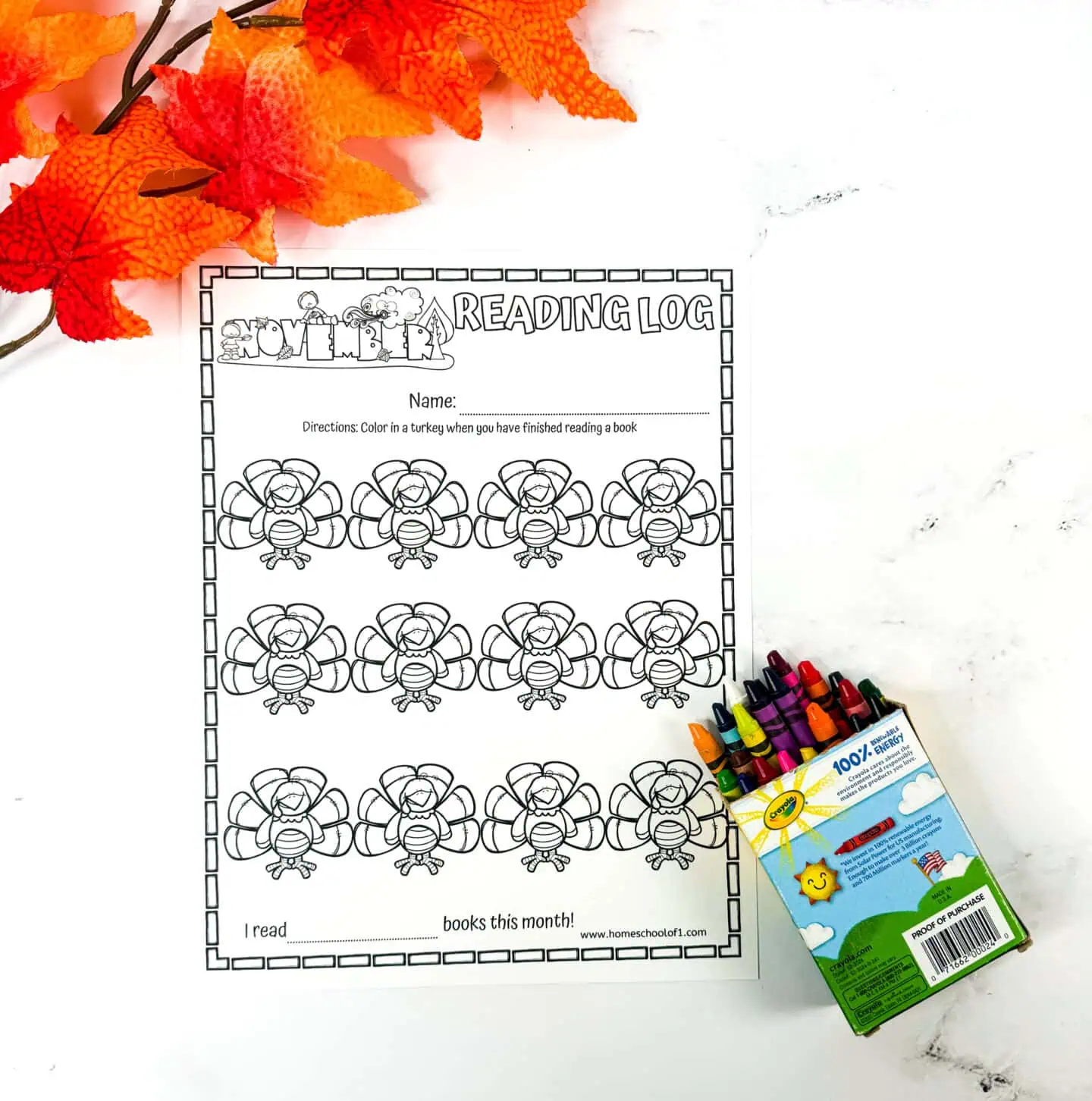 November Reading Log Printable for Preschool (Free Worksheet)