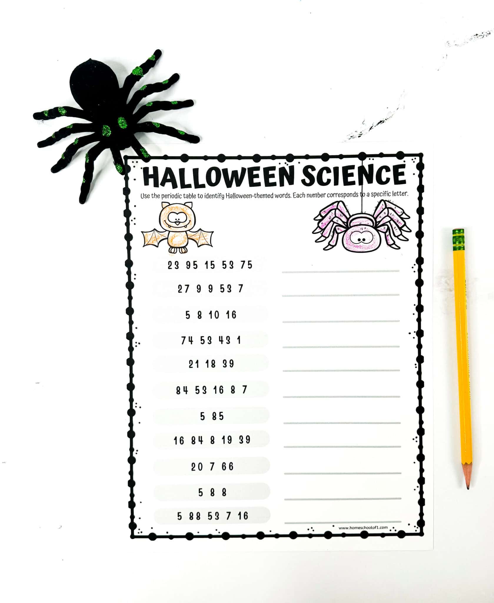Free Halloween Science Worksheet (Fun With The Periodic Table)
