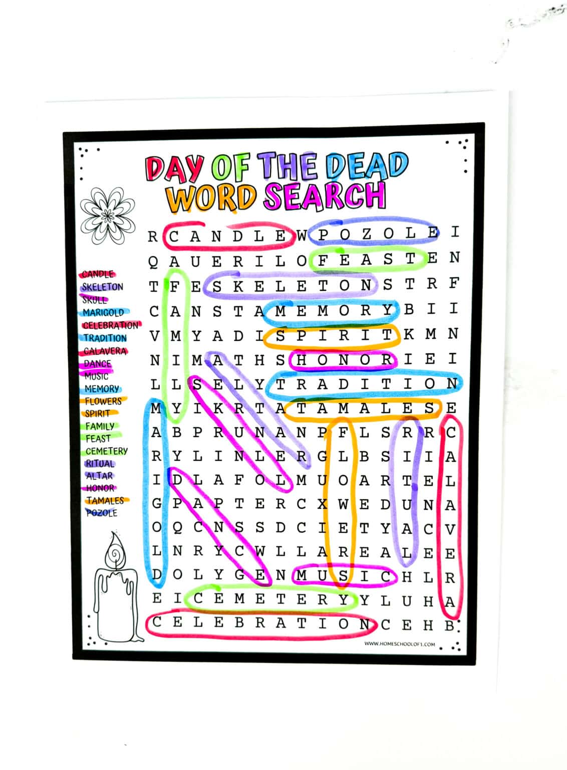 Day of the Dead Word Search Printable