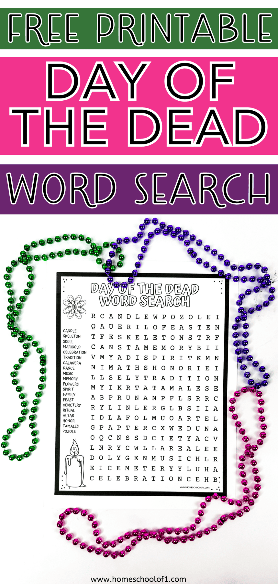 Day of the Dead Word Search Printable