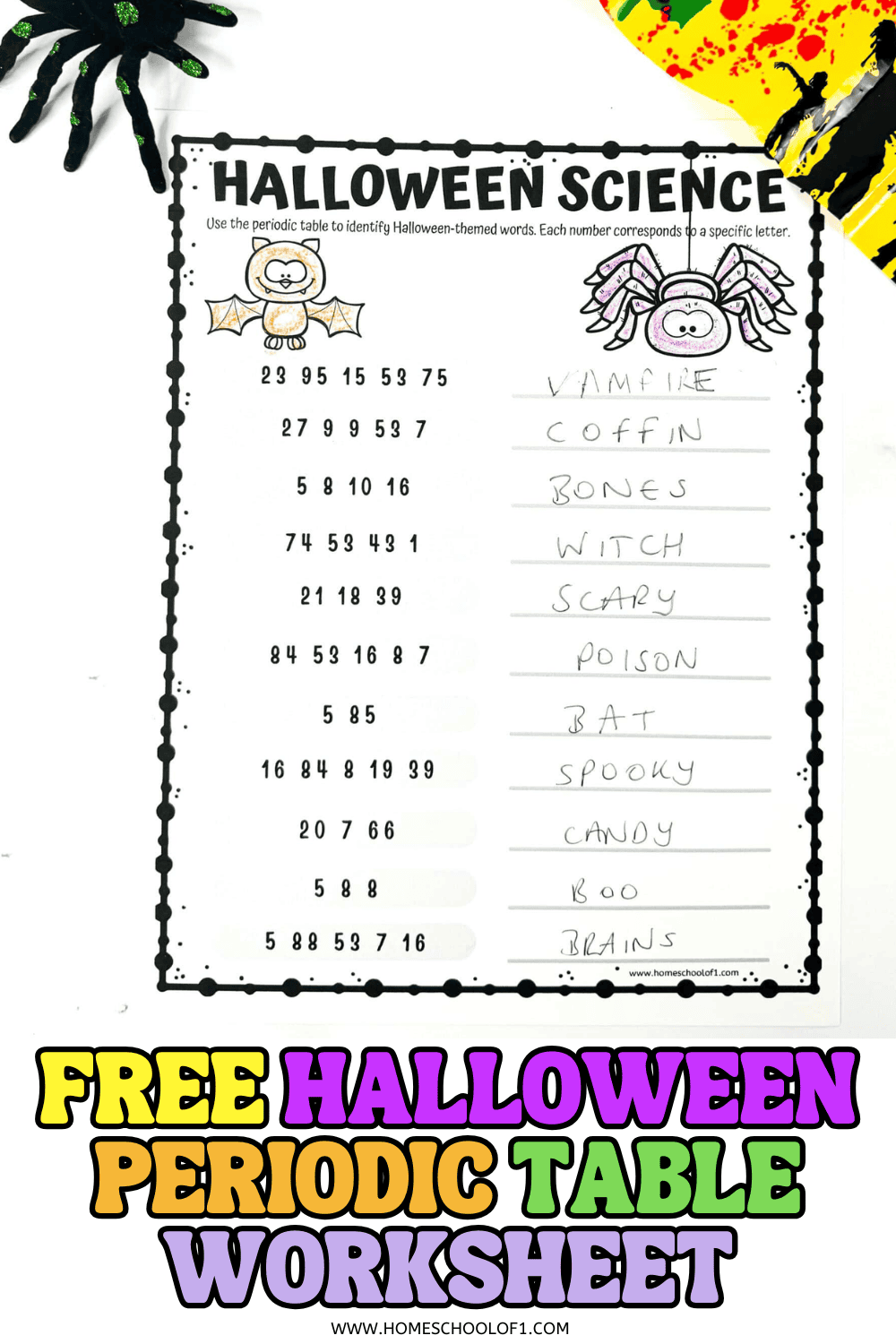 Free Halloween Science Worksheet (Fun With The Periodic Table)