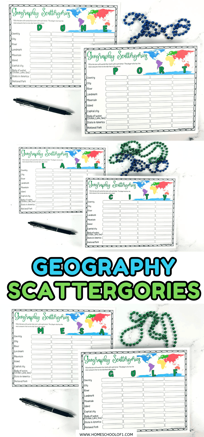 Geography Scattergories (Free Printable Game)