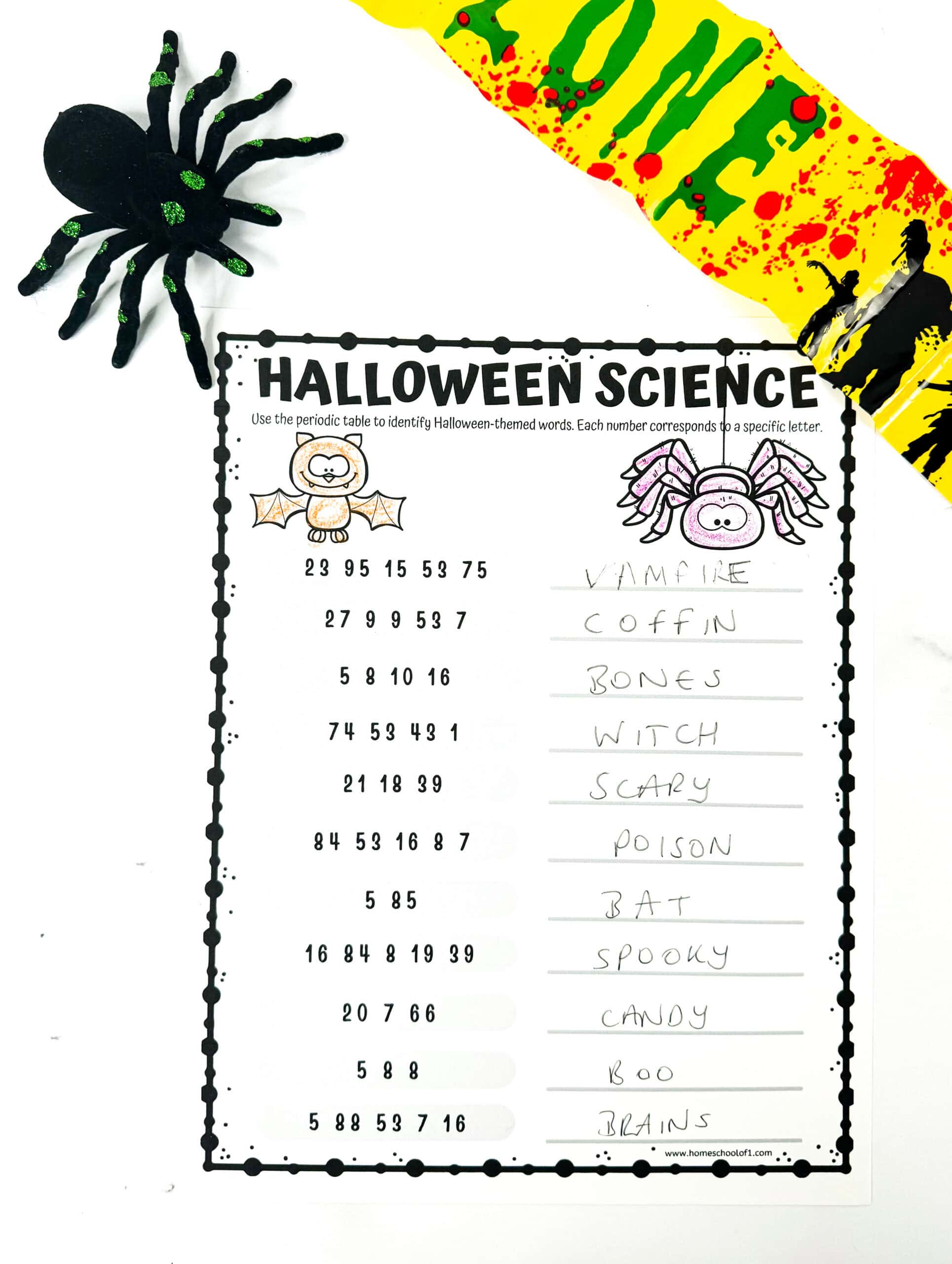 Free Halloween Science Worksheet (Fun With The Periodic Table)