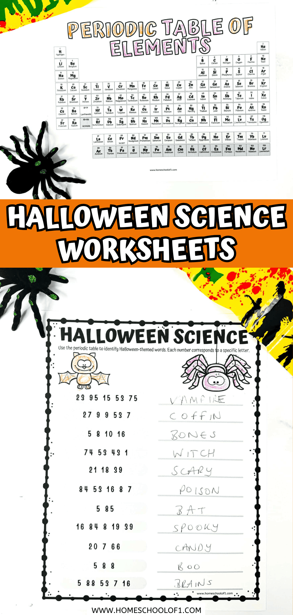Free Halloween Science Worksheet (Fun With The Periodic Table)