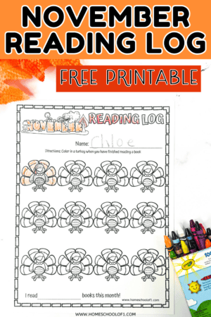 November Reading Log Printable for Preschool (Free Worksheet)