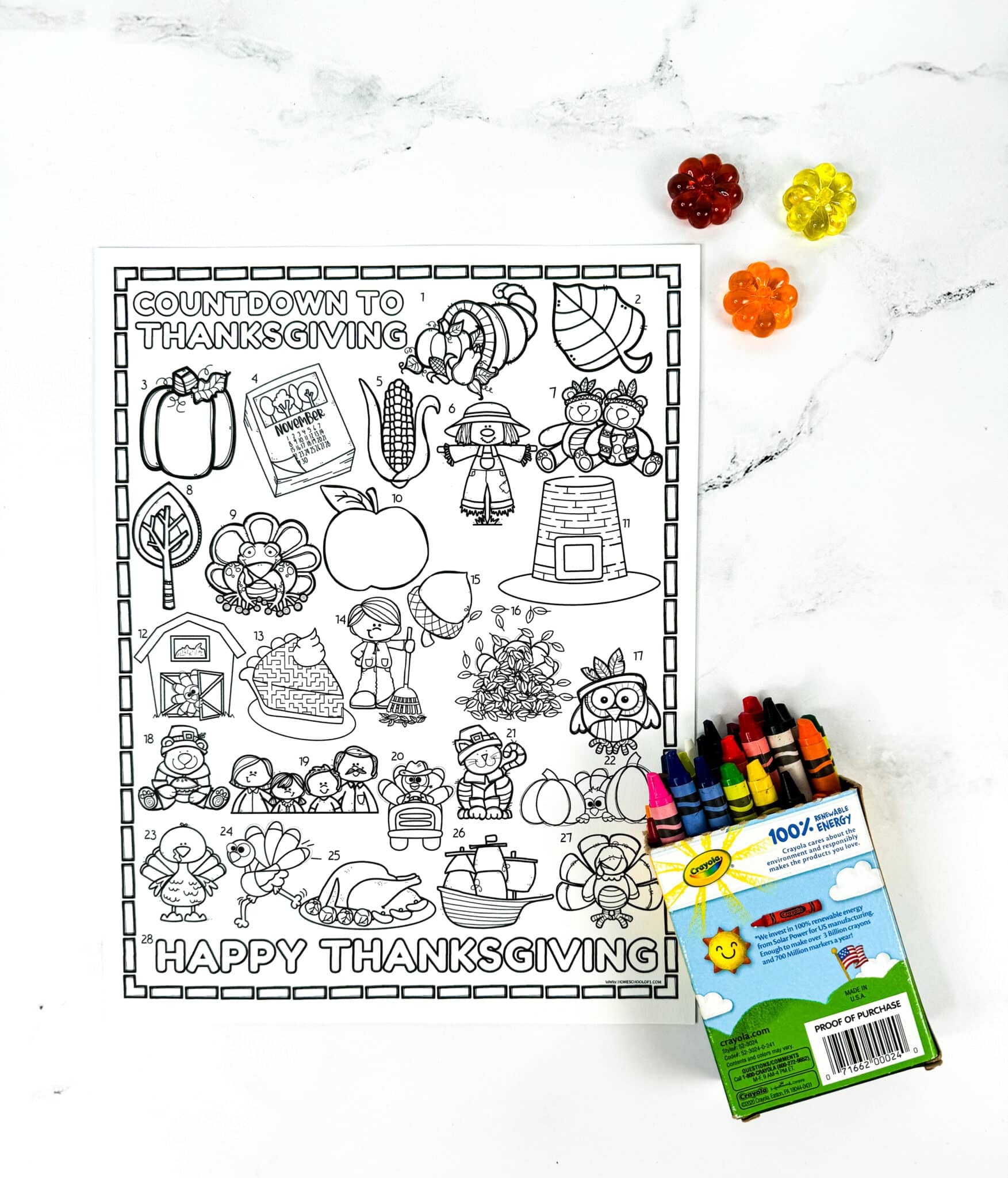Thanksgiving Countdown Printable (Free Coloring Page)