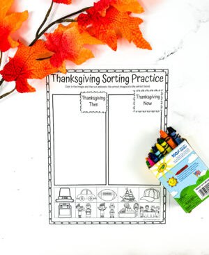 Thanksgiving Sorting Worksheet (Then and Now)