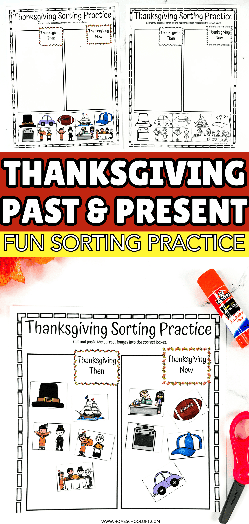 Thanksgiving Sorting Worksheet (Then and Now)