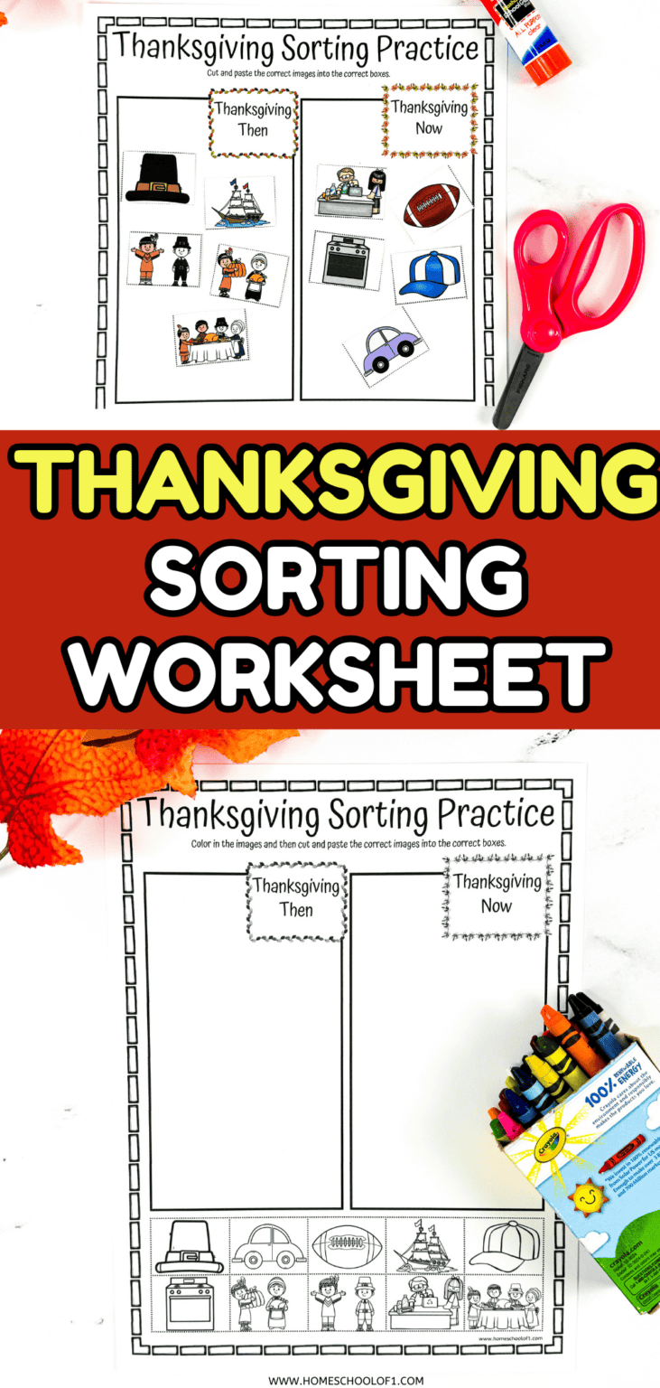 Thanksgiving Sorting Worksheet (Then and Now)