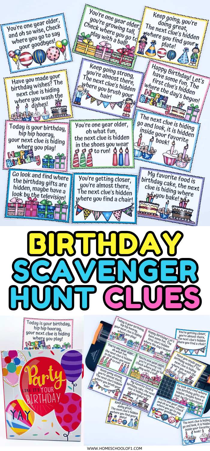 Free Birthday Scavenger Hunt Clues for Kids (Printable Rhyming Riddles)