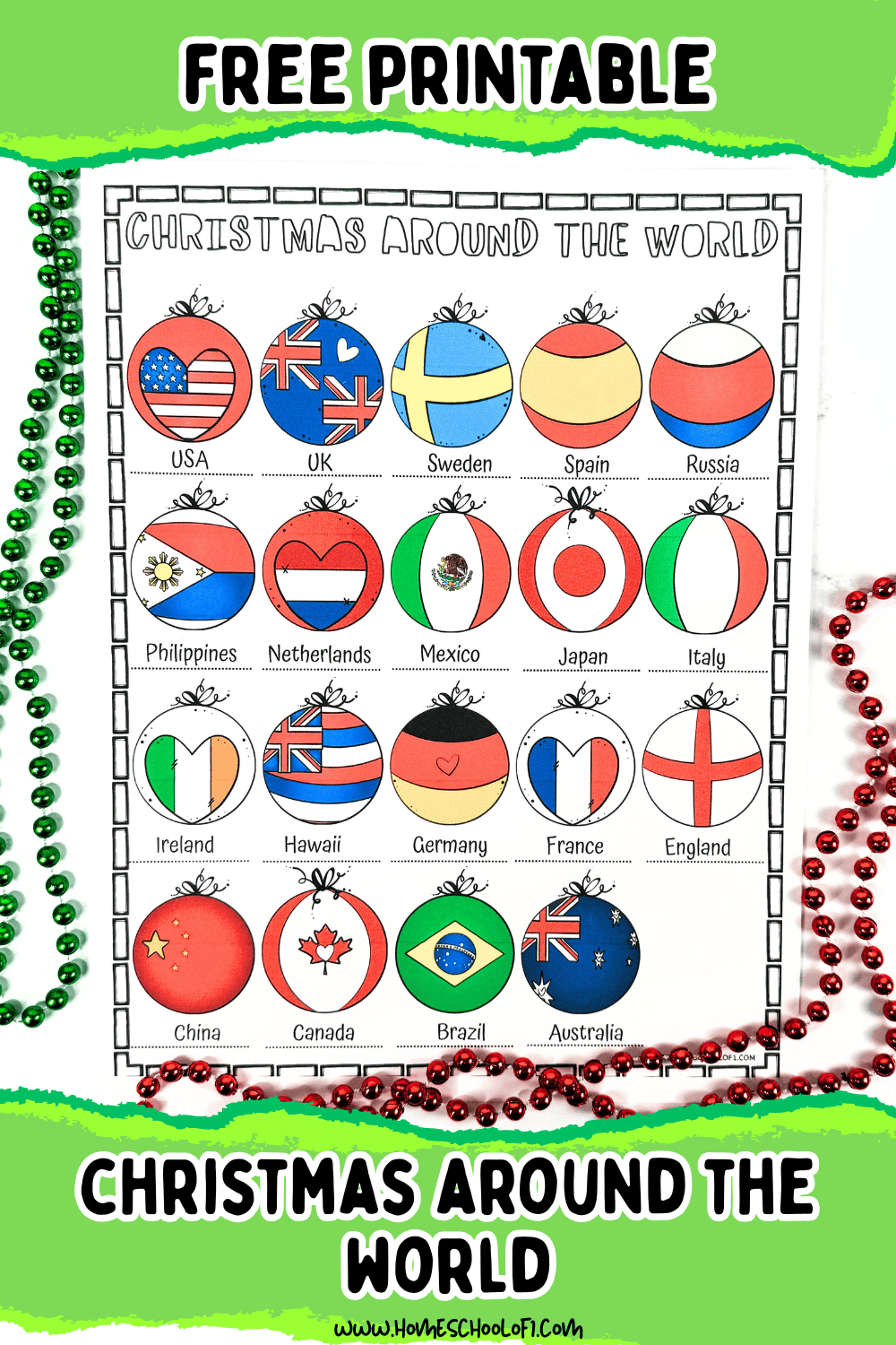 Free Christmas Around the World Worksheet