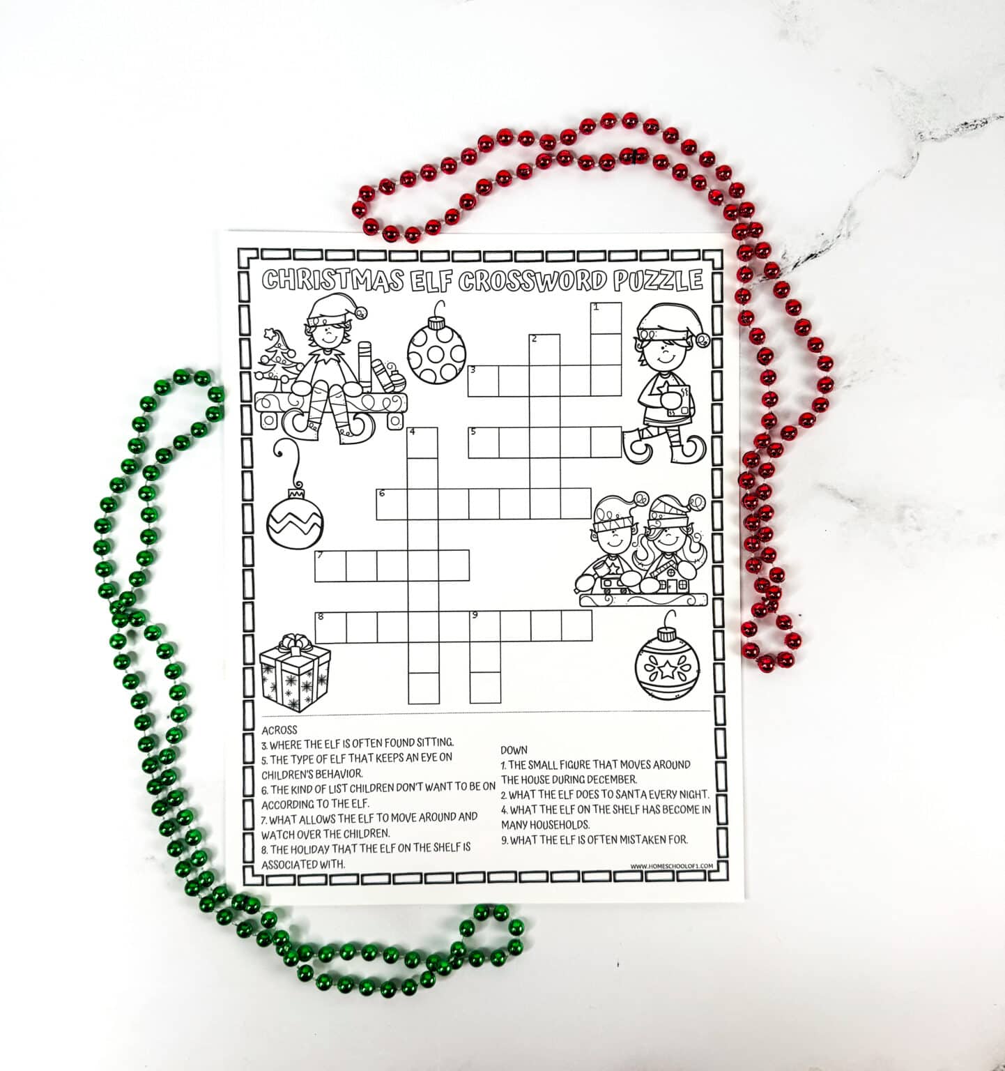 Free Elf on the Shelf Crossword Puzzle