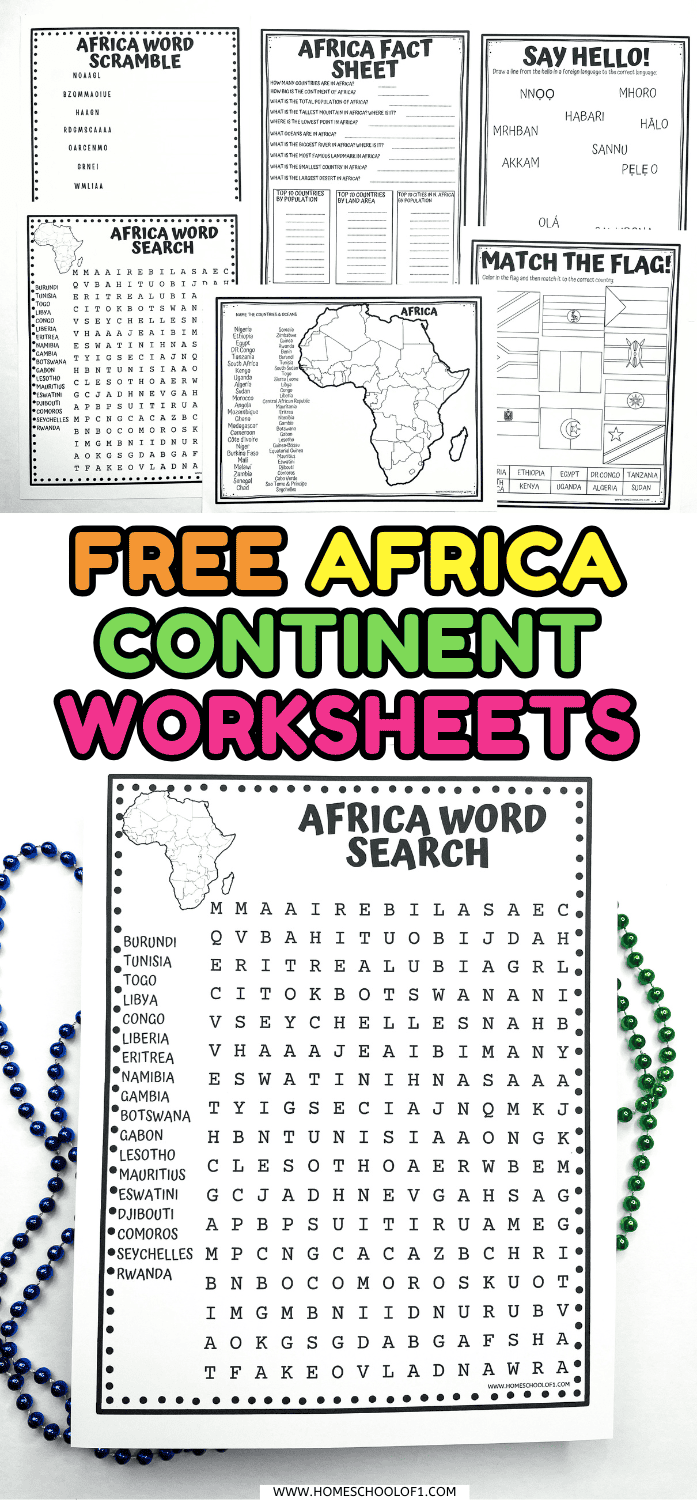 Free Africa Worksheets for Middle School (Geography Printables)