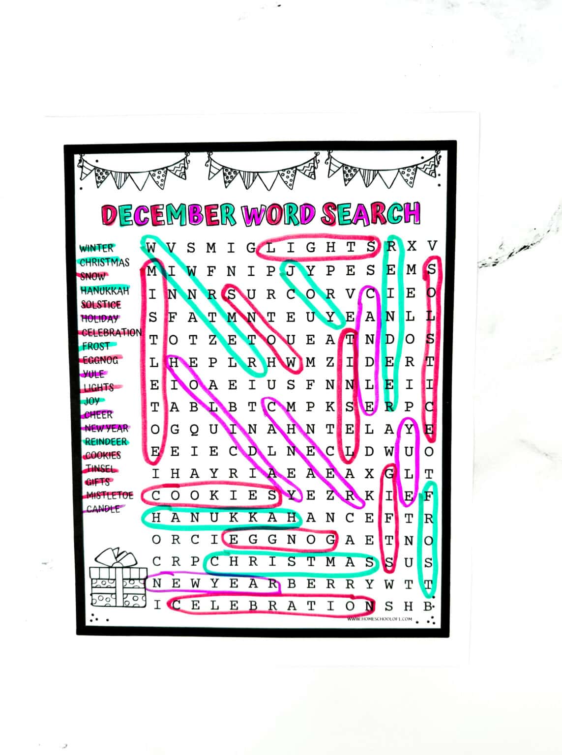 Free December Word Search Printable