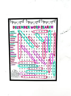 Free December Word Search Printable