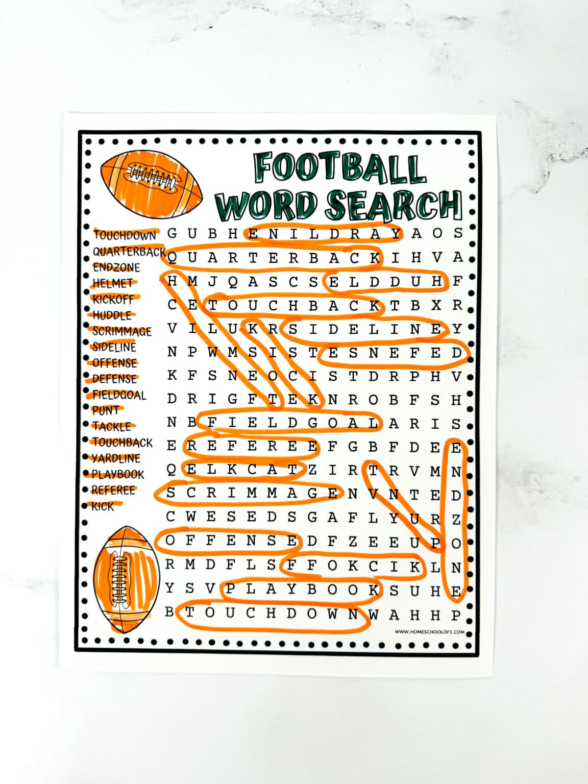 Free Football Word Search Printable