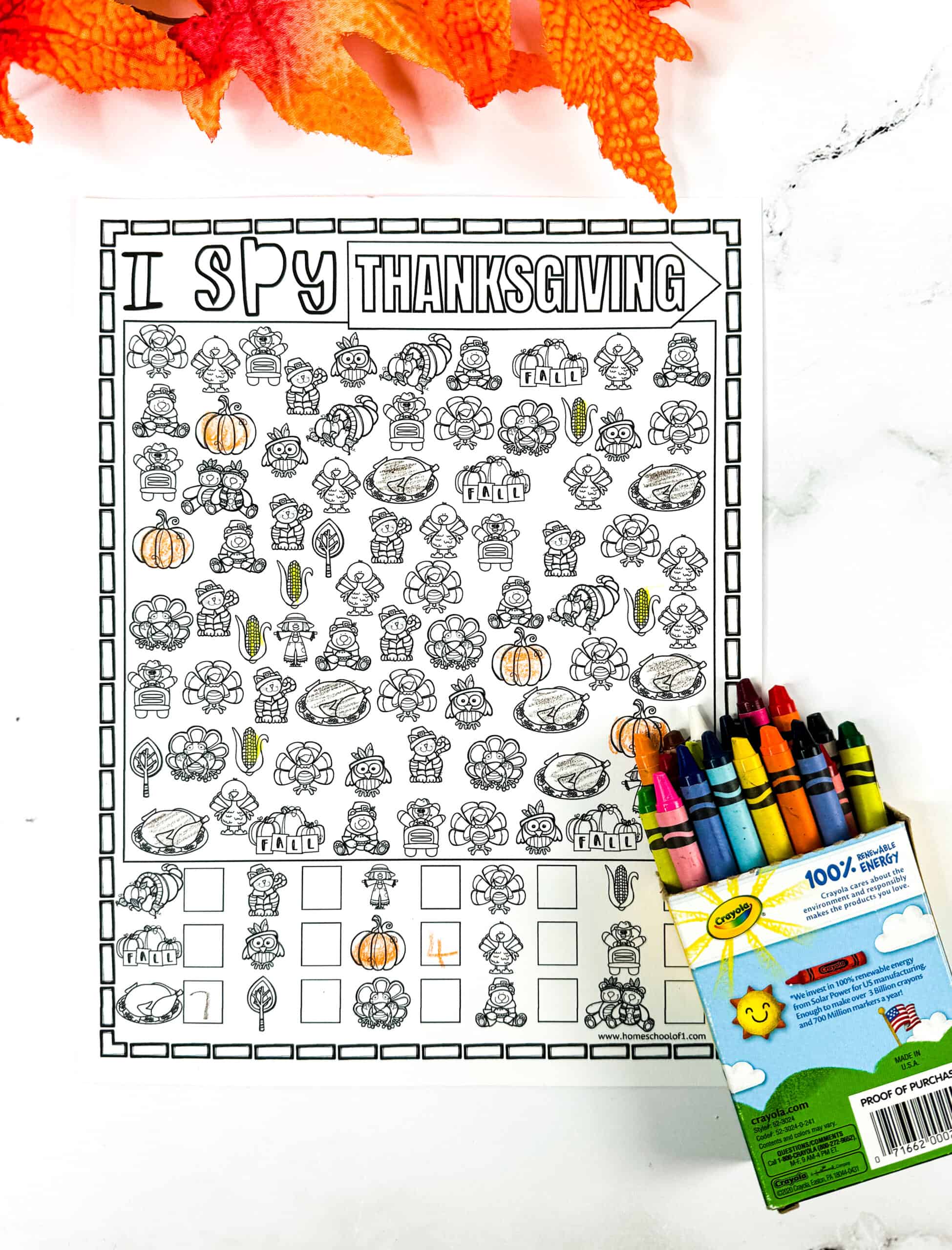 Free Thanksgiving I Spy Printable