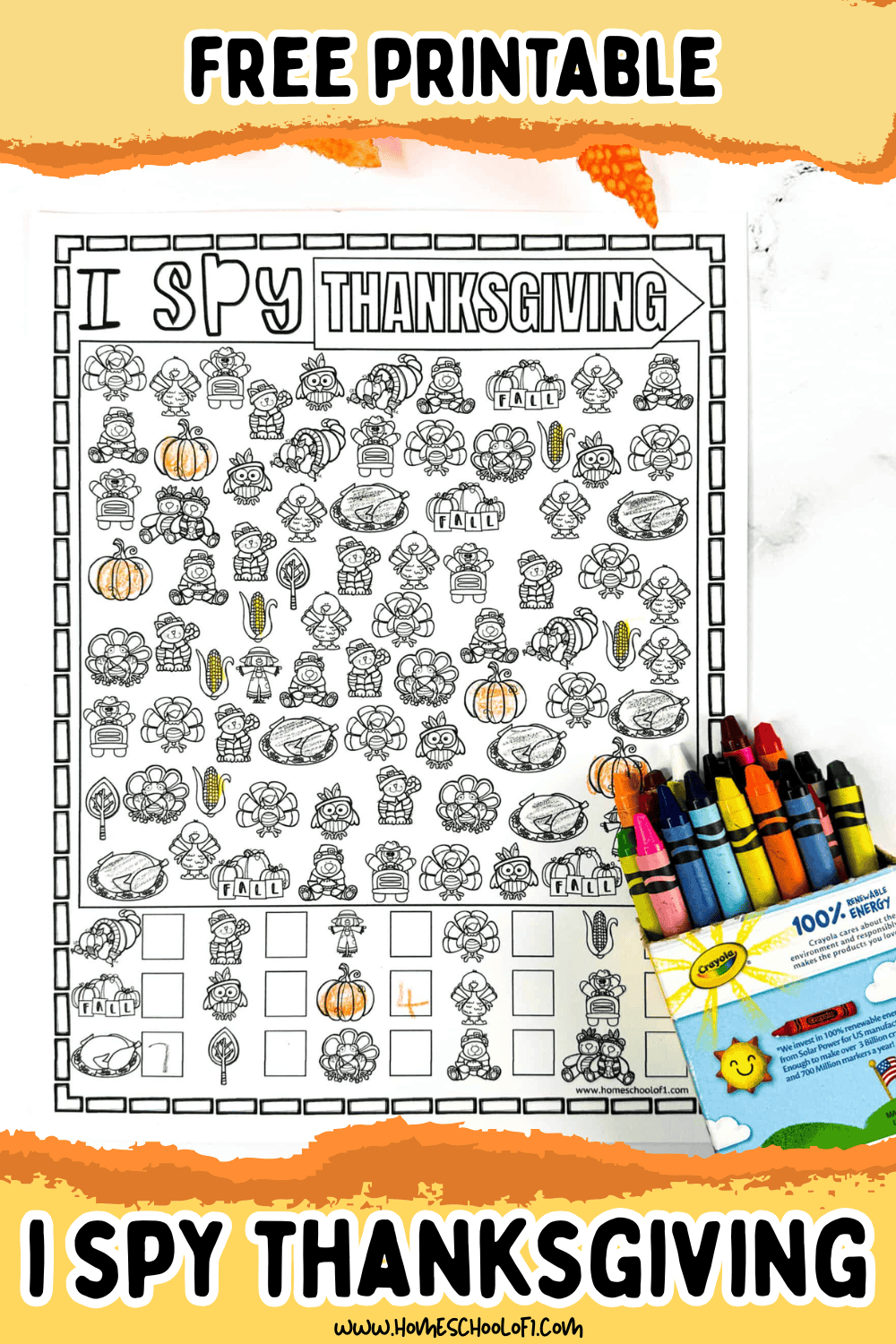 Free Thanksgiving I Spy Printable