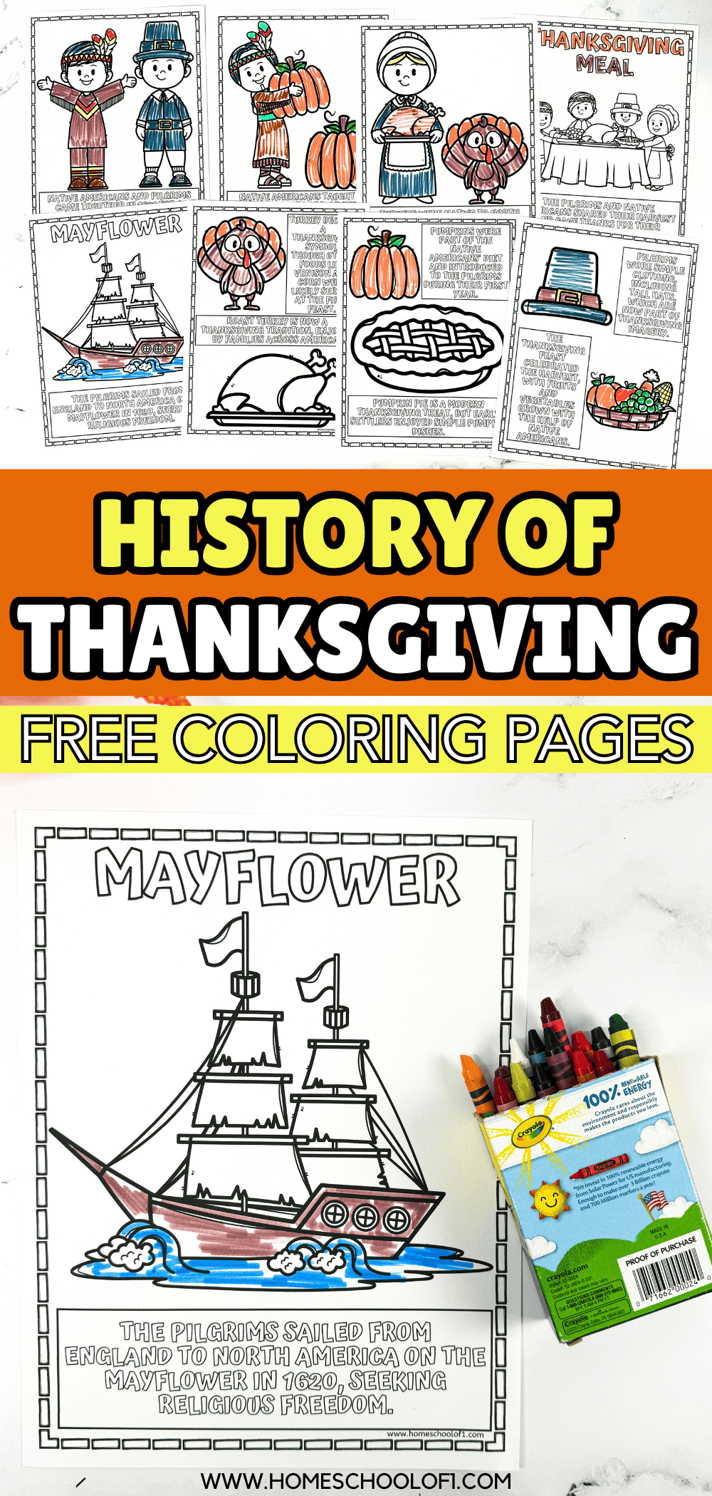 Free History of Thanksgiving Coloring Page