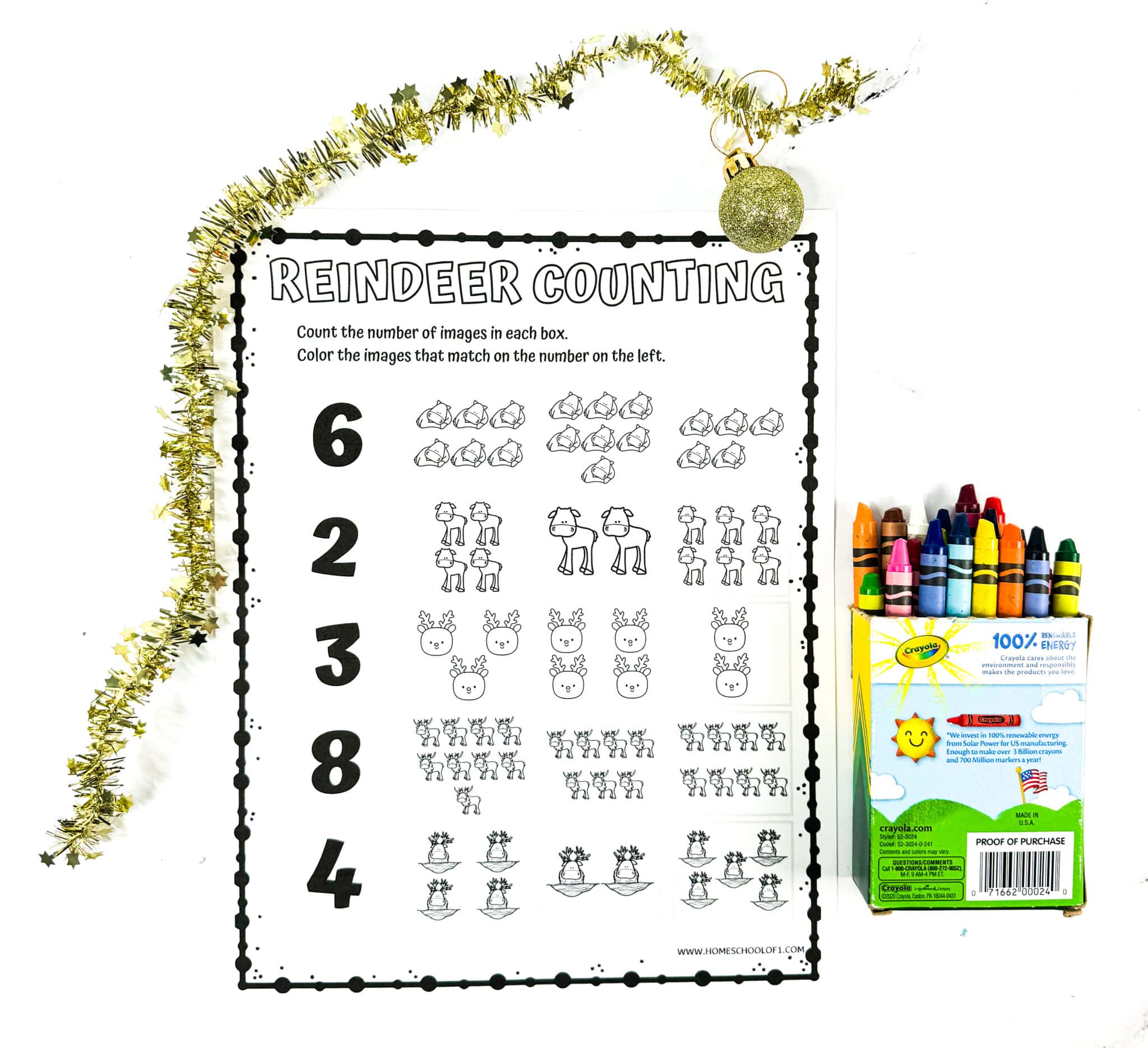 Reindeer Math Worksheets For Kindergarten