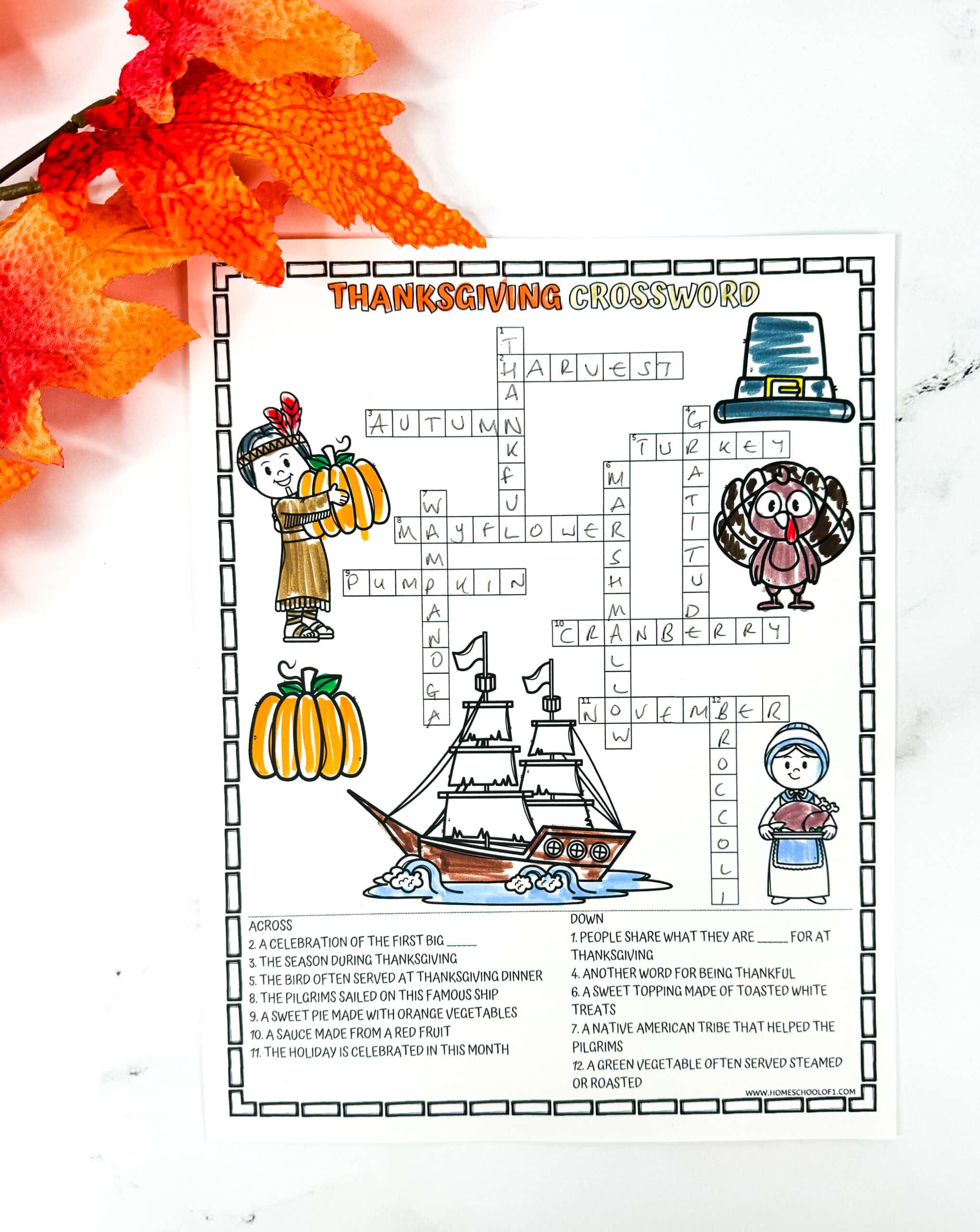 A Thanksgiving Crossword Printable for Festive Family Fun