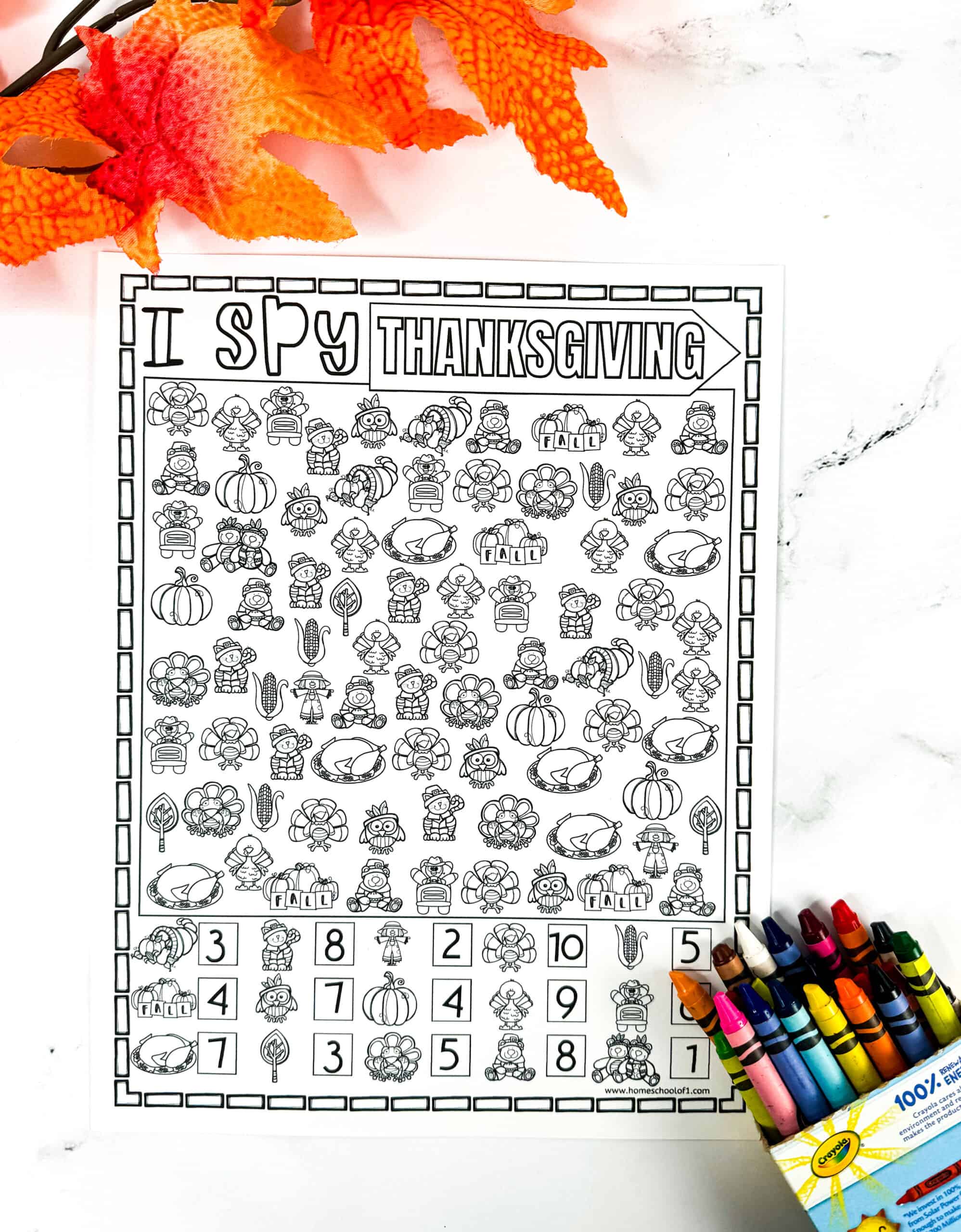 Free Thanksgiving I Spy Printable