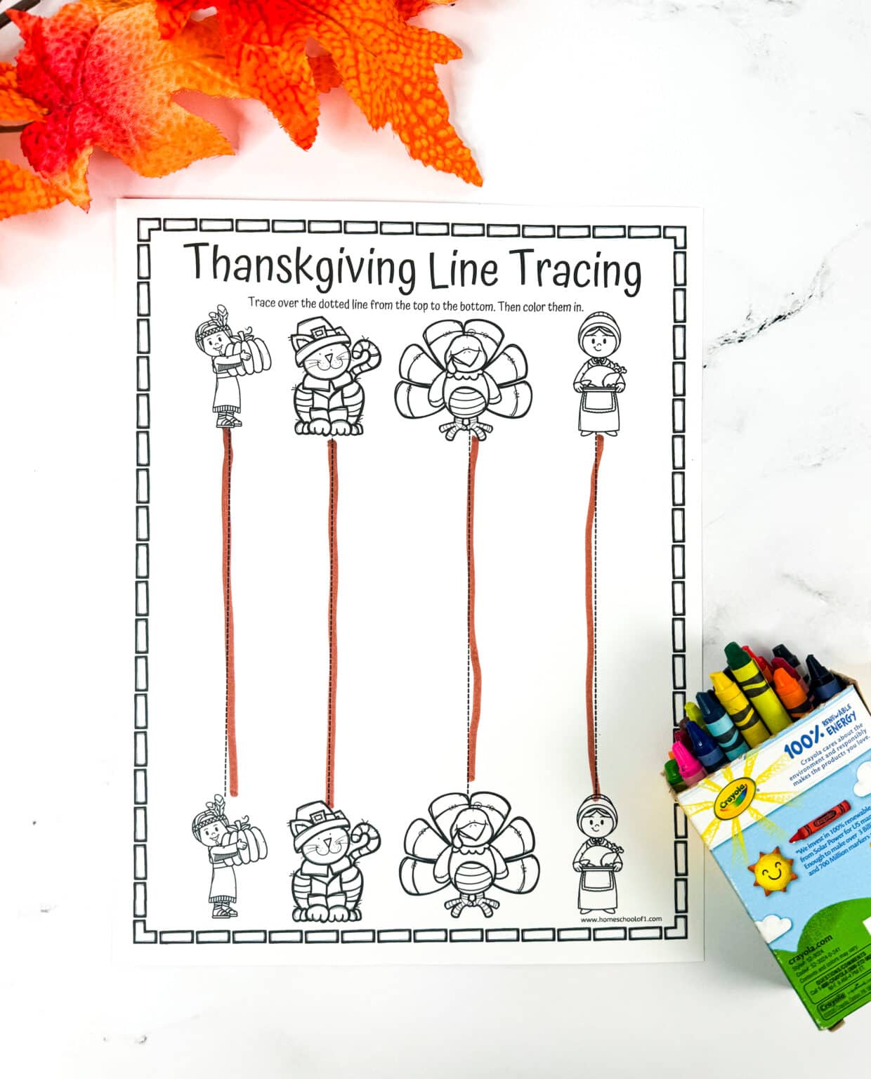 Free Thanksgiving Tracing Worksheets