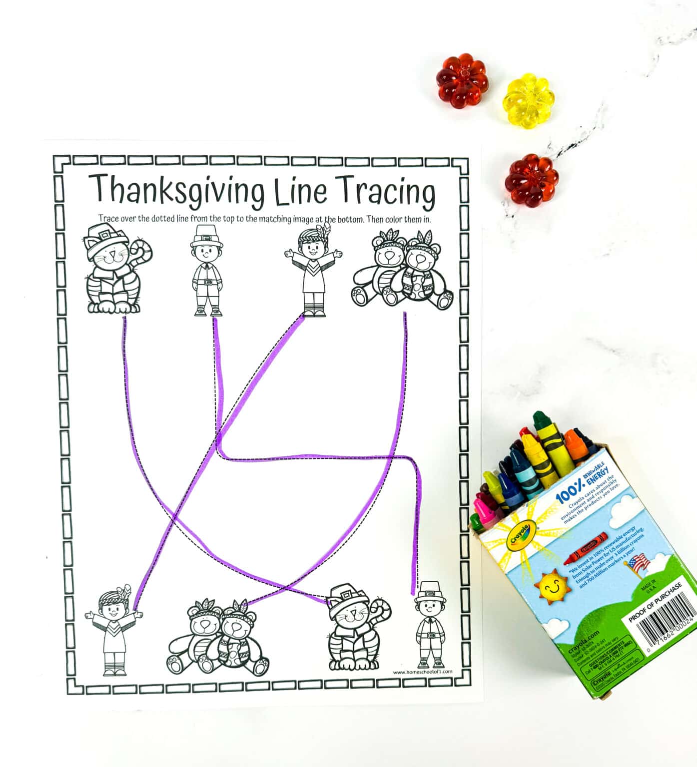 Free Thanksgiving Tracing Worksheets