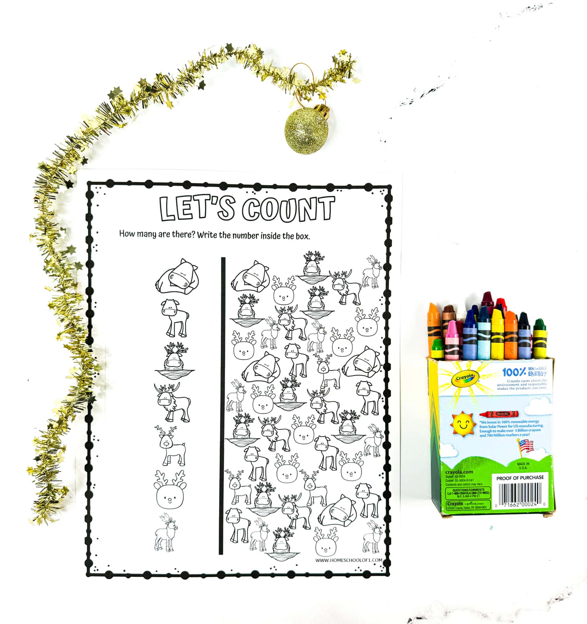 Reindeer Math Worksheets For Kindergarten