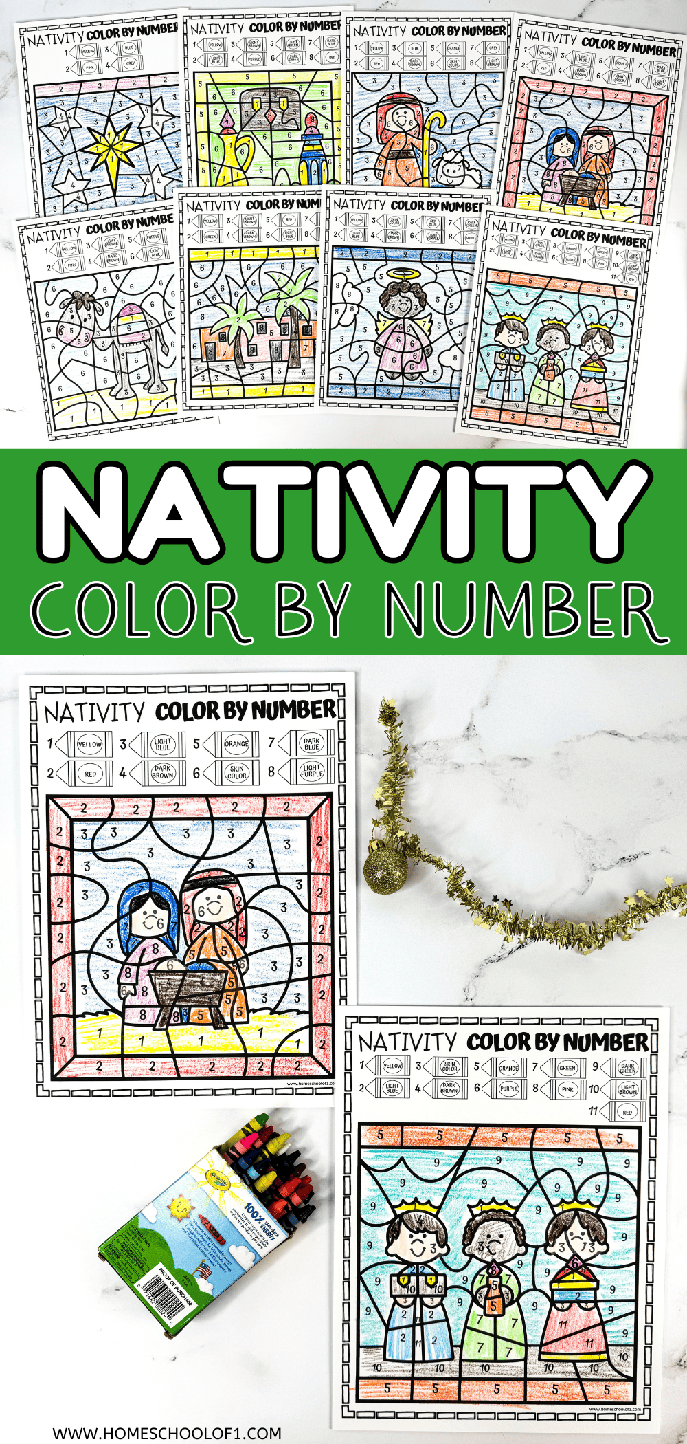 Free Nativity Color By Number Printables