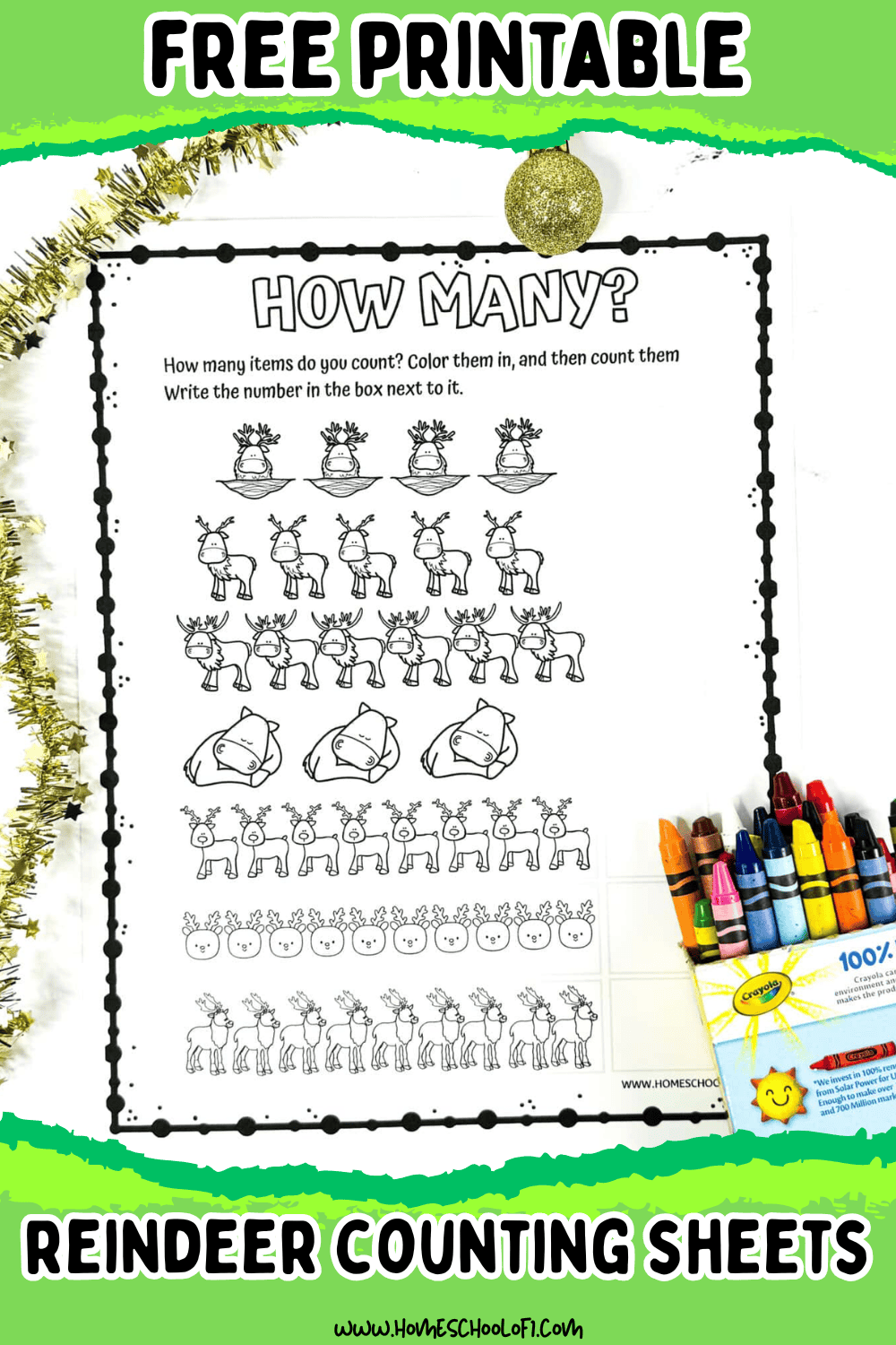 Reindeer Math Worksheets For Kindergarten