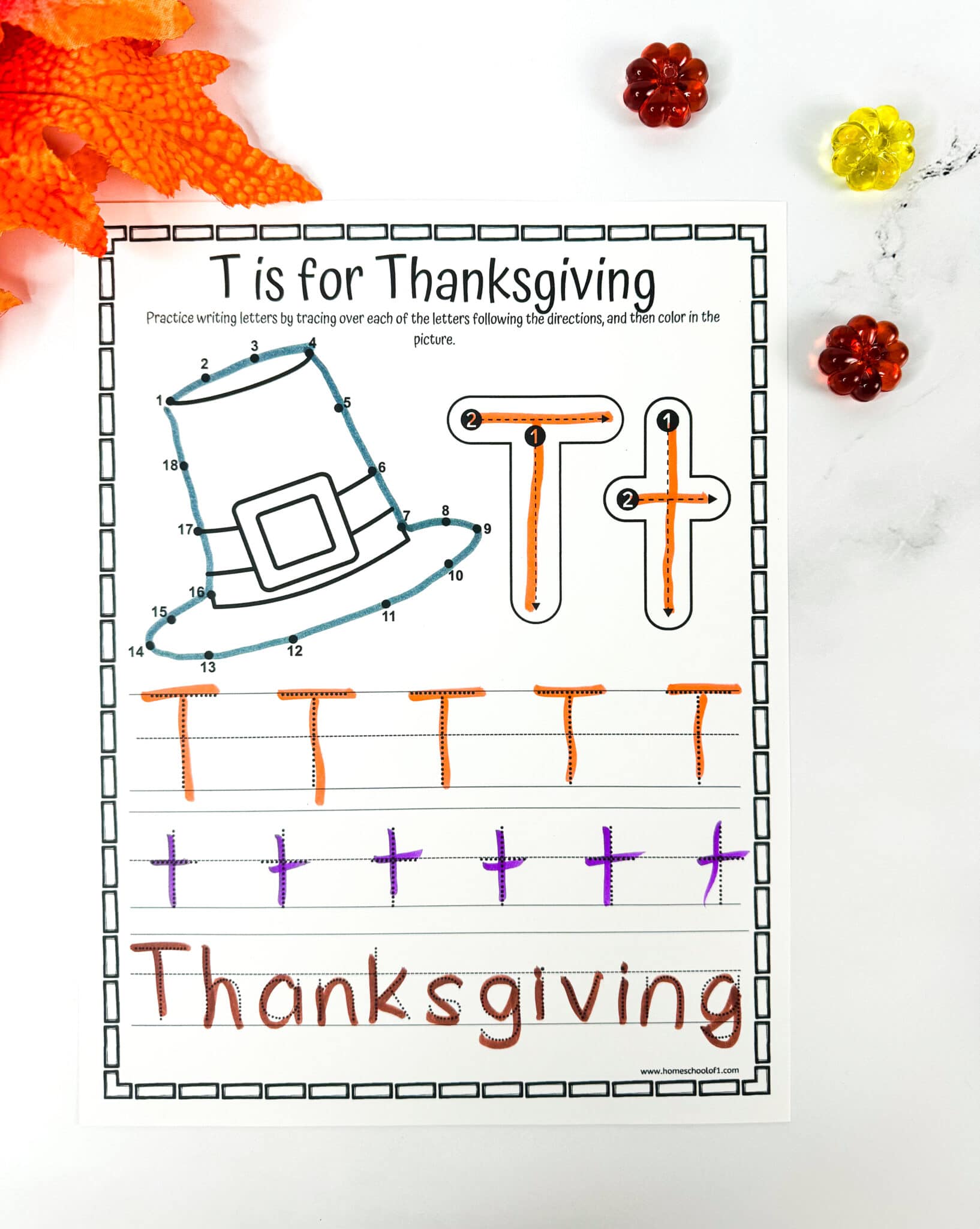 Free Thanksgiving Tracing Worksheets