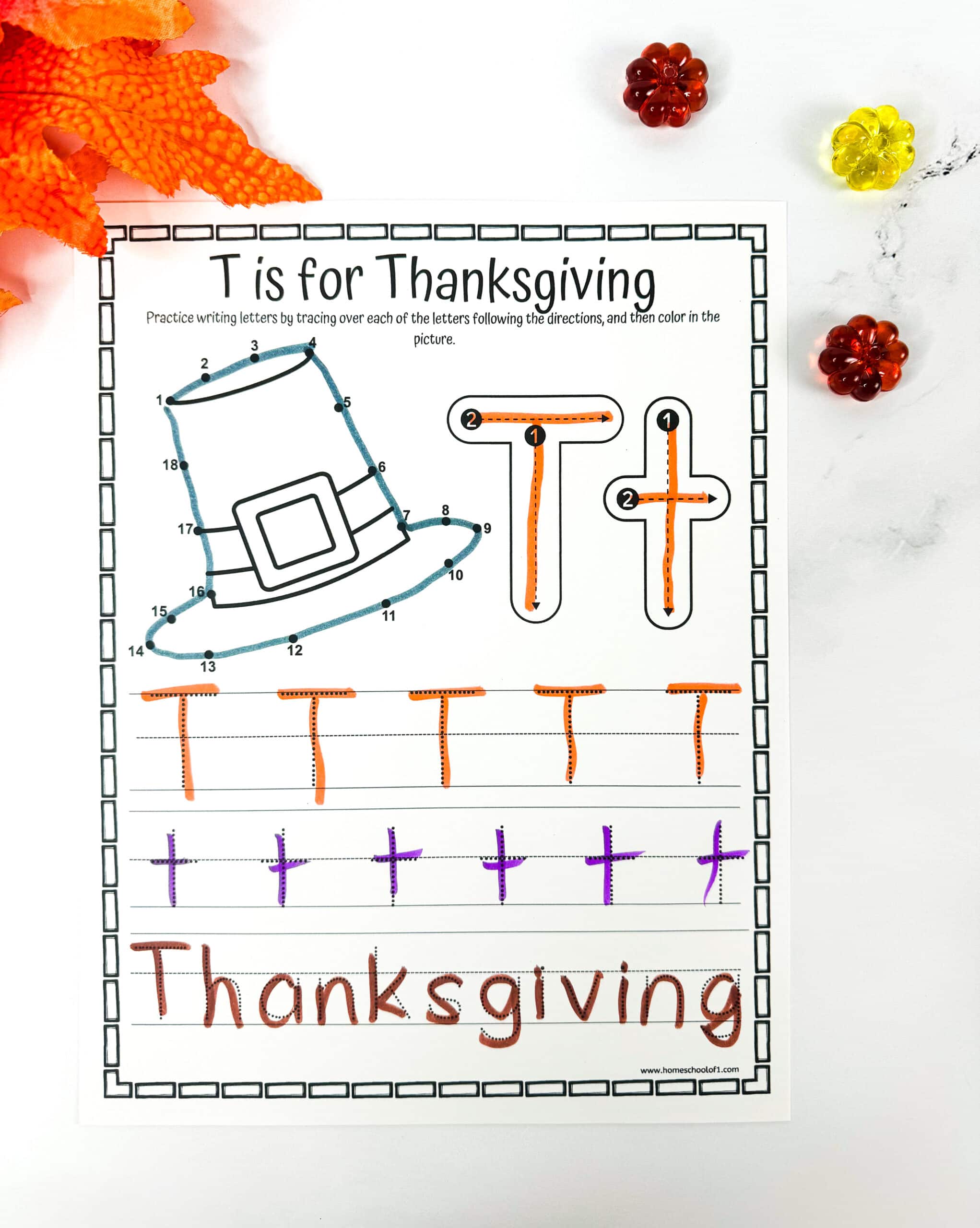 Free Thanksgiving Tracing Worksheets
