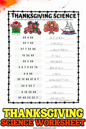Thanksgiving Science Worksheet (Fun With The Periodic Table)