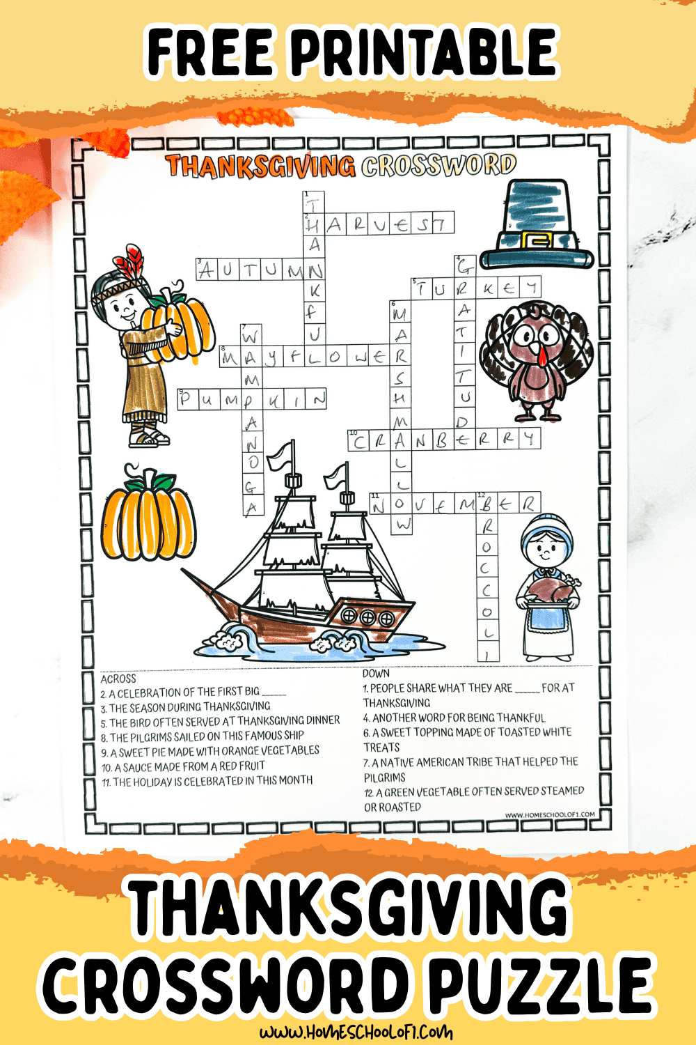 A Thanksgiving Crossword Printable for Festive Family Fun