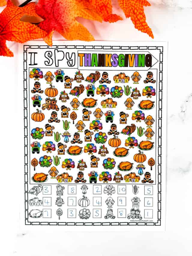 Free Thanksgiving I Spy Printable