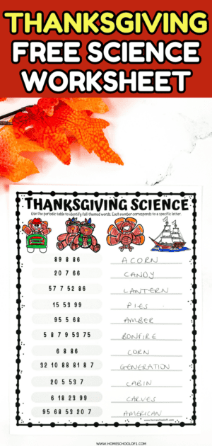 Thanksgiving Science Worksheet (Fun With The Periodic Table)