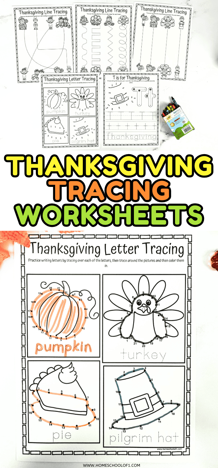 Free Thanksgiving Tracing Worksheets