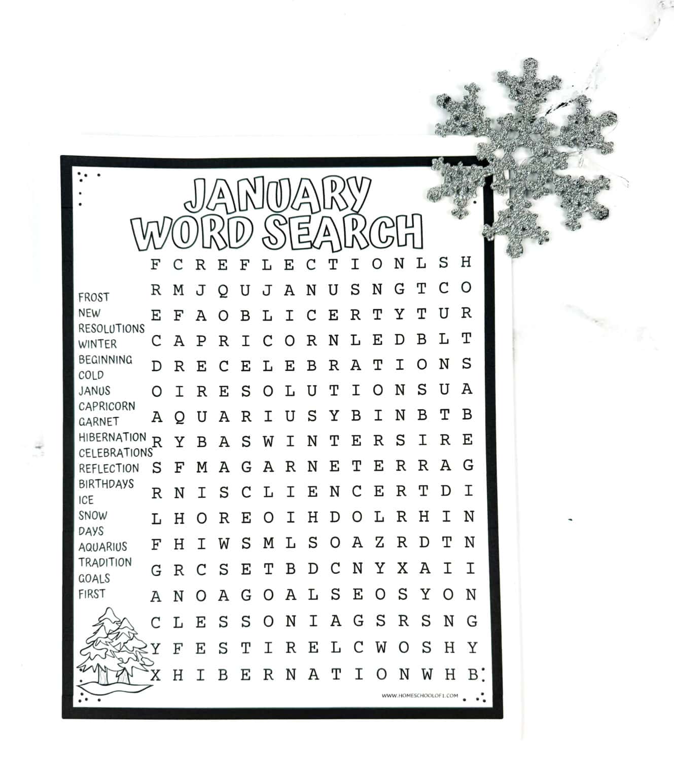 Free January Word Search Printable